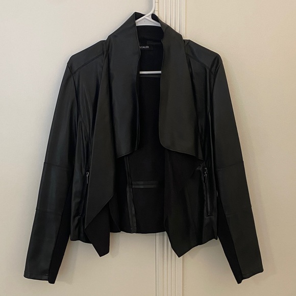 Escalier | Jackets & Coats | Elegant Black Leather Waterfall Jacket ...